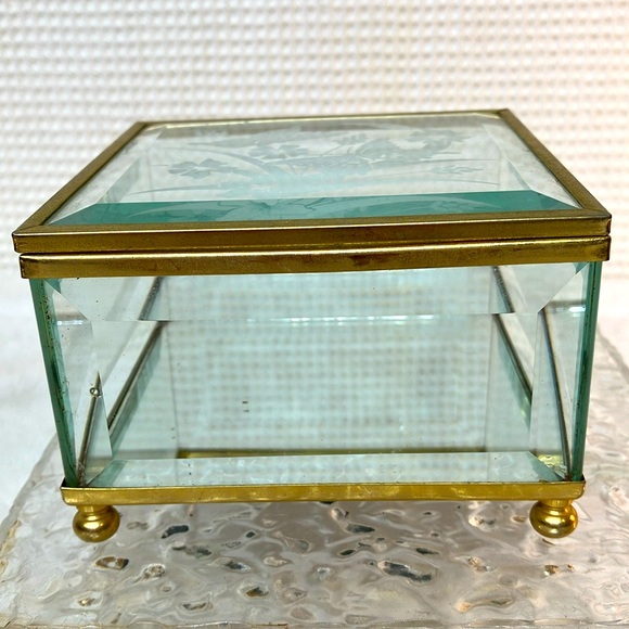 Accents | Brass And Beveled Glass Jewelry Box | Poshmark